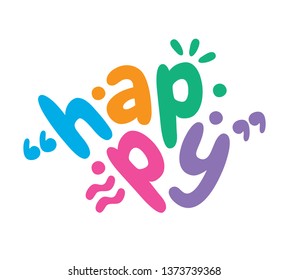 Vector Happy Word Cute Happy Word Stock Vector (Royalty Free ...