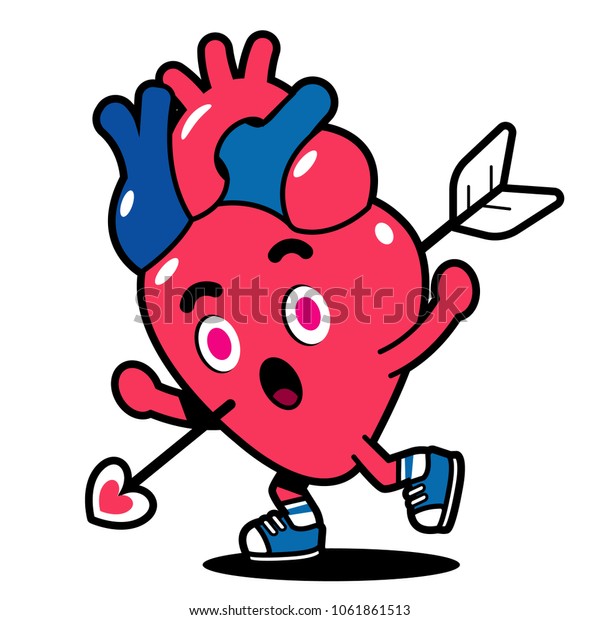 Vector Heart Character Being Shot By Stock Vector (Royalty Free) 1061861513