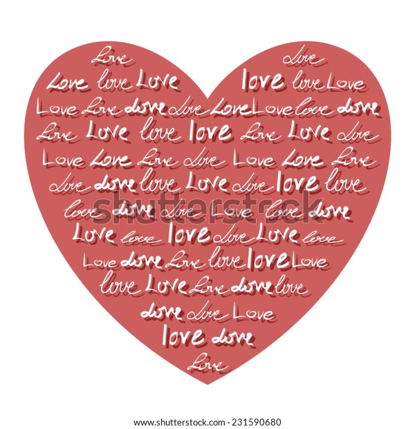 Vector Heart Made Words Loveromantic Calligraphy Stock Vector (Royalty ...