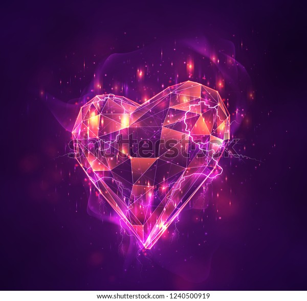 Vector Heart Thunderbolt Passion Elements Neon Stock Vector Royalty