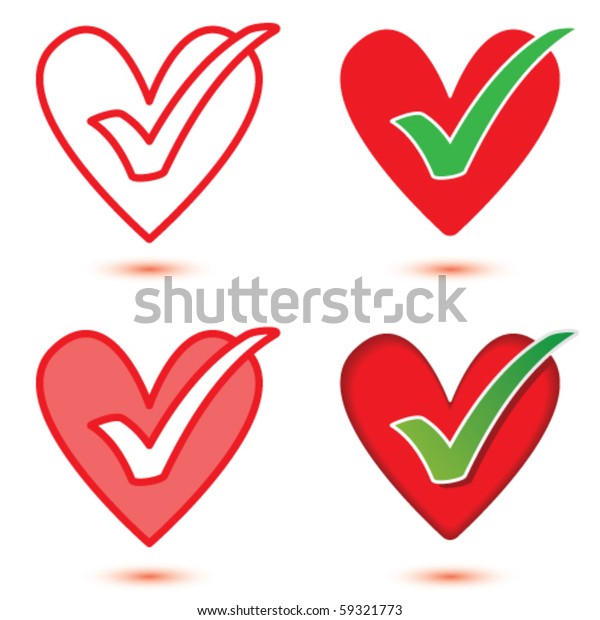 Vector Heart Tick Icon Set Stock Vector (Royalty Free) 59321773