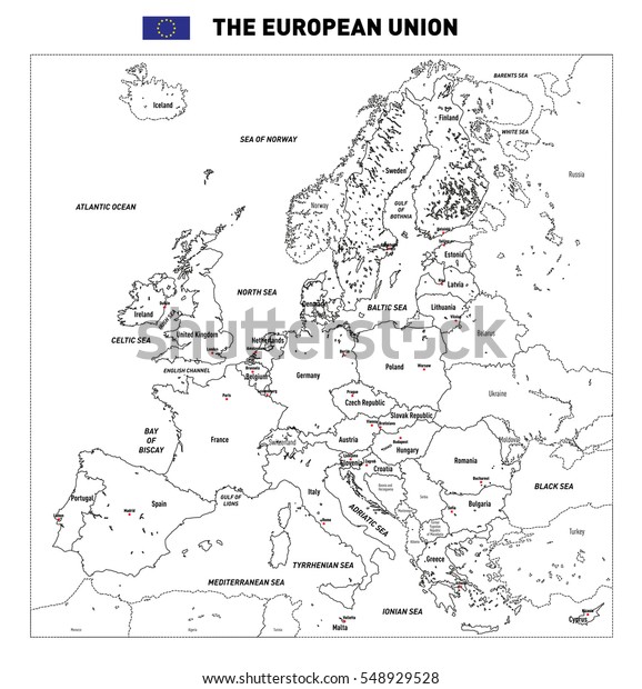 Vector Highly Detailed Political Map European Stock Vector (Royalty ...