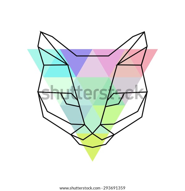 Vector Hipster Geometric Head Cat Triangles Stock Vector (Royalty Free ...