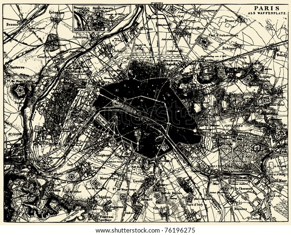 Vector Historical Map Paris France Atlas Stock Vector (Royalty Free ...