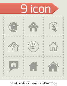 Vector Home Icons Set On Grey Stock Vector (Royalty Free) 234564433 ...