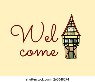 Vector Homecoming Card Hand Drawn Old Stock Vector (Royalty Free ...