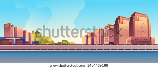 Vector Horizontal Illustration Day City Landscape Stock Vector (Royalty ...