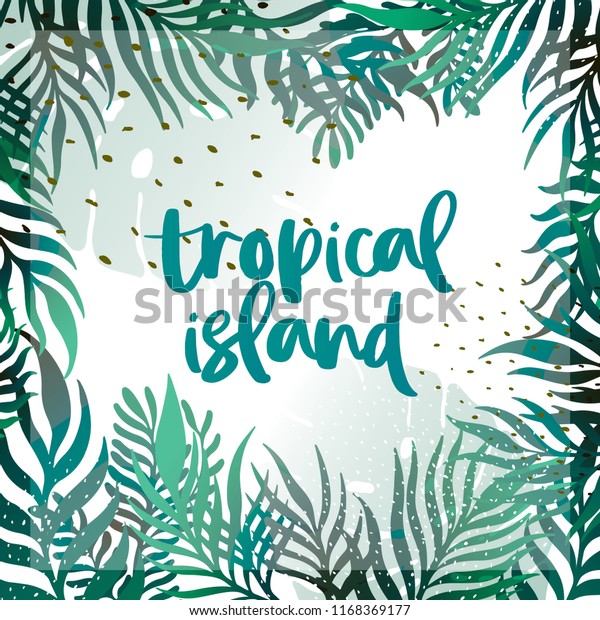 Vector Horizontal Tropical Leaves Banners On 库存矢量图（免版税）1168369177 ...