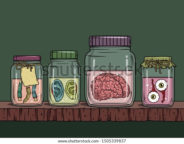 Vector Horror Art Creepy Brain Ears Stock Vector (Royalty Free) 1505339837