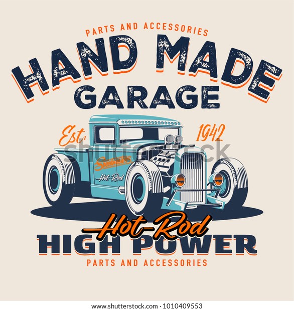 Vector Hot Rod Illustration Print Stock Vector (Royalty Free) 1010409553