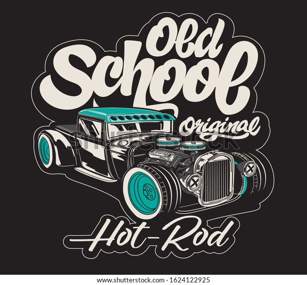 Vector Hot Rod Muscle Car Print Stock Vector (Royalty Free) 1624122925 ...