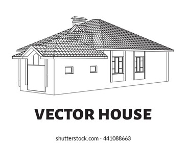 Vector House Outline Contour: vector de stock (libre de regalías ...