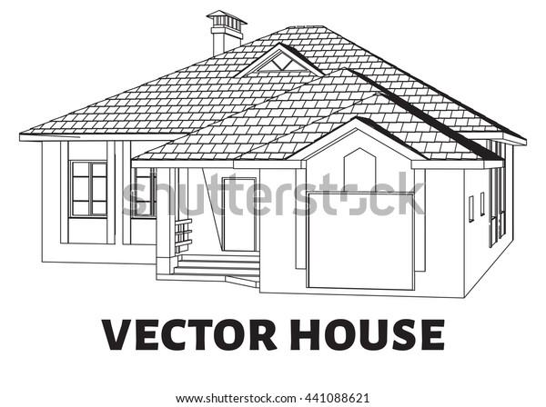 Vector House Outline Contour Stock Vector (Royalty Free) 441088621