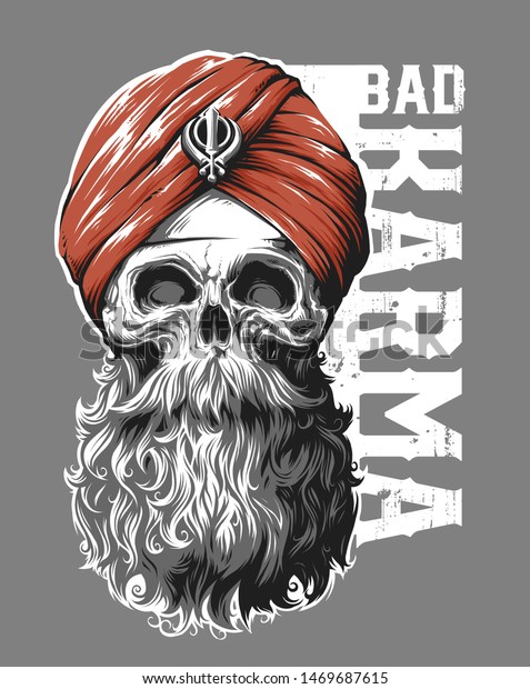 Vektormenschlicher Schädel in Turban: Stock-Vektorgrafik (Lizenzfrei ...