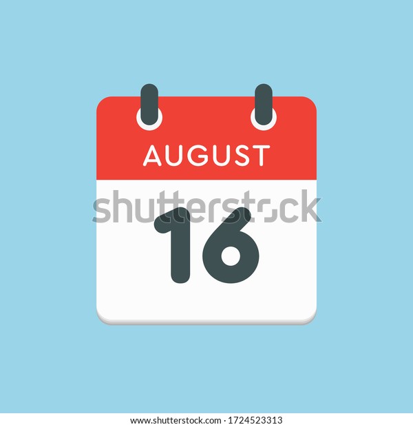 Vector Icon Calendar Day 16 August Stock Vector (Royalty Free ...