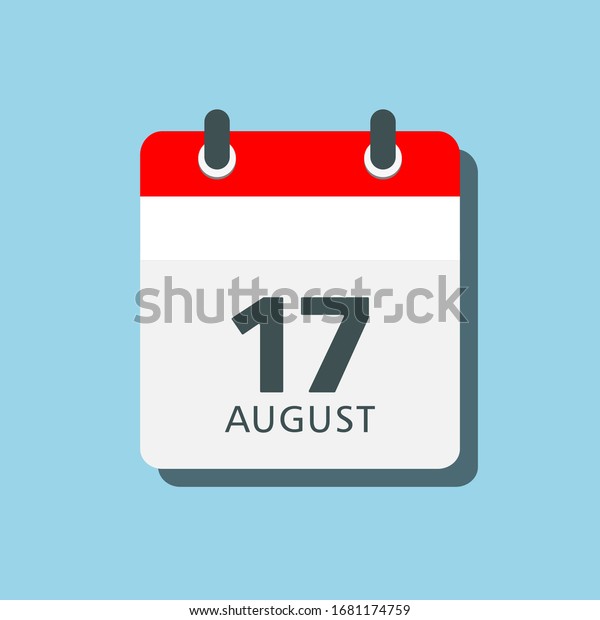 Vector Icon Calendar Day 17 August Stock Vector (Royalty Free ...