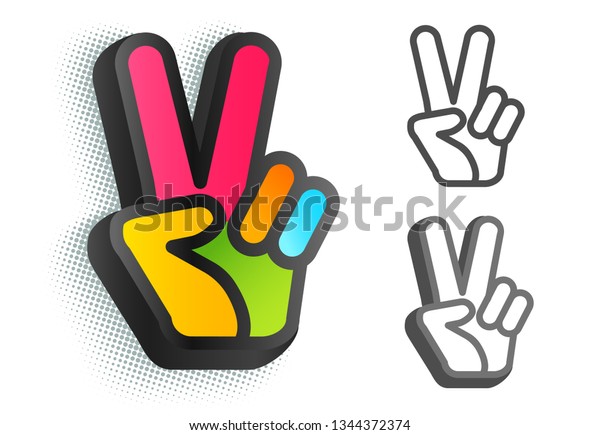 Vector Icon Colorful Hand Peace Symbols Stock Vector (Royalty Free ...