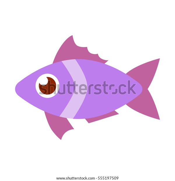 Vector Icon Cute Cartoon Purple Fish Stock Vector (Royalty Free ...