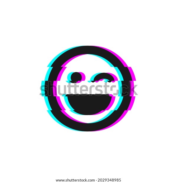 Vector Icon Glitch Smile Emoji Glitch Stock Vector (Royalty Free ...