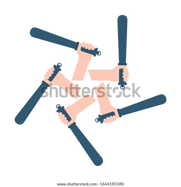 Vector Icon Hands Holding Police Baton Stock Vector (Royalty Free ...
