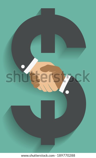 Vector Icon Handshake On Money Sign Stock Vector (Royalty Free) 189770288