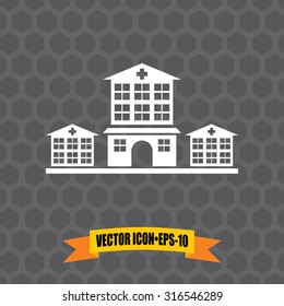 Vector Icon Hospital On Dark Gray Stock Vector (Royalty Free) 316546289 ...