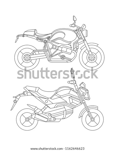 Vector Icon Illustration Motorcycle Side View Stock Vector (Royalty ...