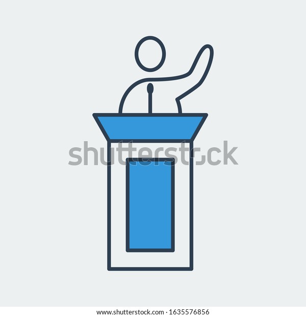 Vector Icon Person Giving Speech Rostrum Stock Vector (Royalty Free ...