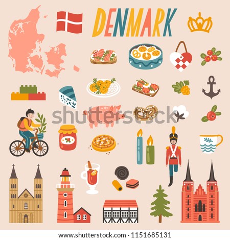 Vector Icon Set Denmarks Symbols Travel เวกเตอร์สต็อก (ปลอดค่าลิขสิทธิ์ ...