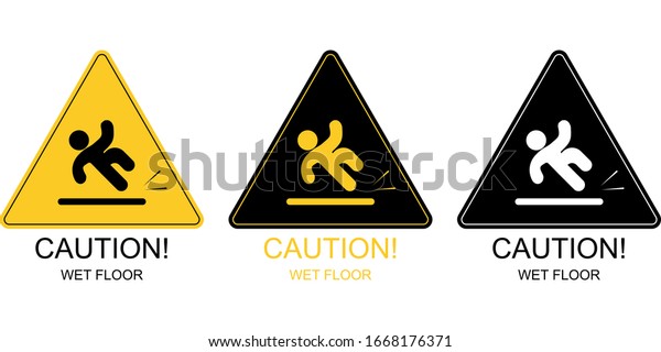 Vector Icon Set Labeled Caution Wet Stock Vector (Royalty Free ...