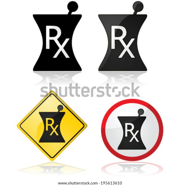 Vector Icon Set Showing Prescription Sign Stock Vector (Royalty Free ...