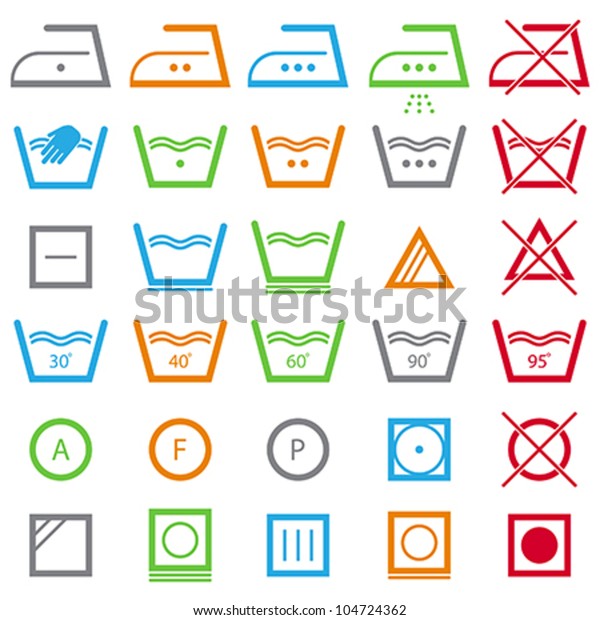 Vector Icon Set Washing Signs Care Stock Vector (Royalty Free) 104724362