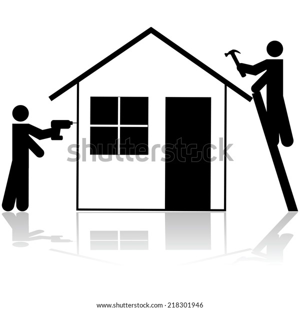 Vector Icon Showing Couple Handymen Working Stock Vector (Royalty Free ...