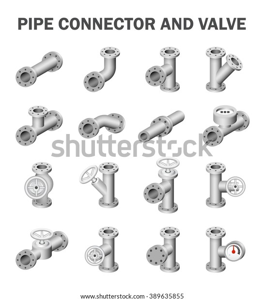 Vector Icon Steel Pipe Connector Valve Stock Vector (Royalty Free ...