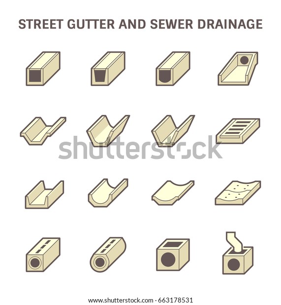 Vector Icon Street Gutter Road Gutter Stock Vector (Royalty Free) 663178531