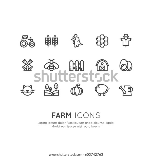 Vector Icon Style Illustration Farm Symbols Stock Vector (Royalty Free ...