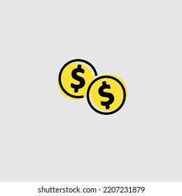 Vector Icon Two Money Coins Black Stock Vector (Royalty Free ...