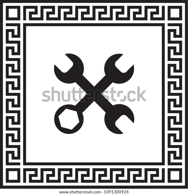 Vector Icon Wrench Frame Greek Ornament Stock Vector (Royalty Free ...