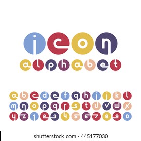 Vector Icons Alphabet Set Collection Round Stock Vector (Royalty Free ...