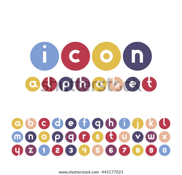 Vector Icons Alphabet Set Collection Round Stock Vector (Royalty Free ...