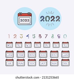 Vector Icons Calendar 2022 Stock Vector (Royalty Free) 2131253665 ...