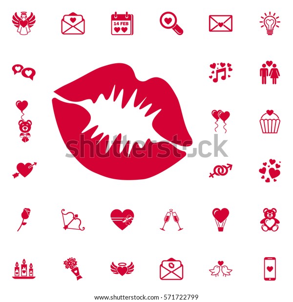 Vector Icons Female Lips Print On Stock Vector (Royalty Free) 571722799 ...