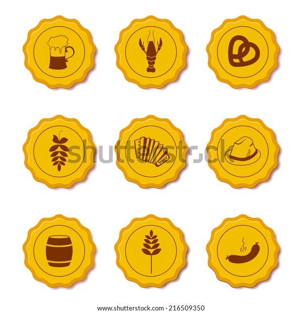 Vector Icons Gold Beer Caps Symbols Stock Vector (Royalty Free ...