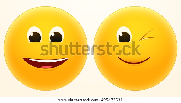 Vector Icons Laugh Wink Faces Stock Vector (Royalty Free) 495673531 ...