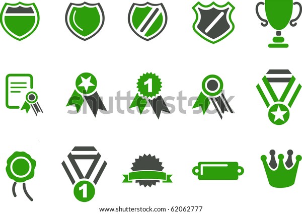 Vector Icons Pack Green Series Badges Stock Vector (Royalty Free) 62062777