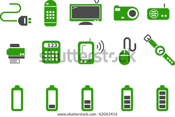 Vector Icons Pack Green Series Electronic Stock Vector (Royalty Free ...
