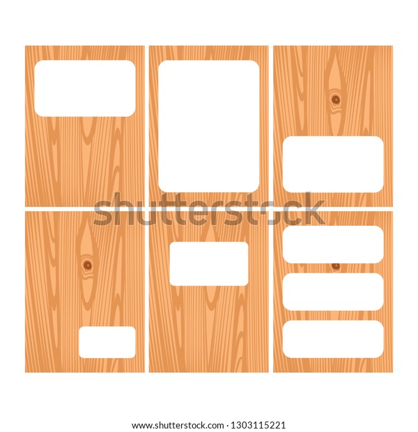 Vector Icons Realistic Templates Wood Texture Stock Vector (Royalty ...