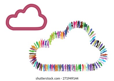Vector Idea Icon Made Many Silhouettescloud Stock Vector (Royalty Free ...