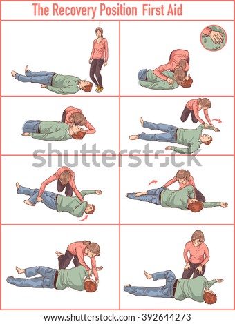 Vector Illlustration Recovery Position First Aid Stock Vector (Royalty ...
