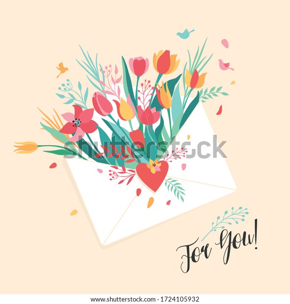 Vector Illustation Flower Letter Mail Bouquet Stock Vector (Royalty ...